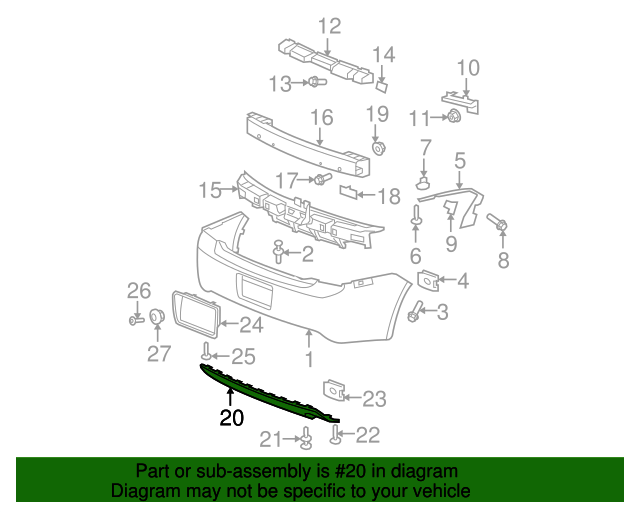 2008-2012 Chevrolet Malibu Rear Bumper Fascia Extension 15831263 ...
