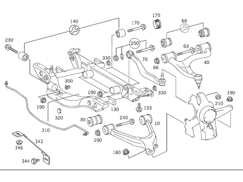 Transverse Control Arm, Torosion Bar and Rear Subframe for 1999 ...