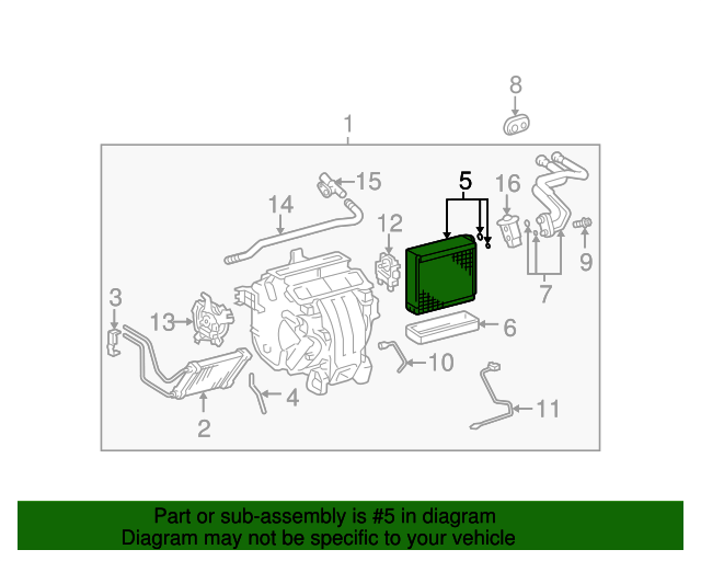 2000-2008 Toyota Evaporator Core 88501-07020 | Toyota Parts