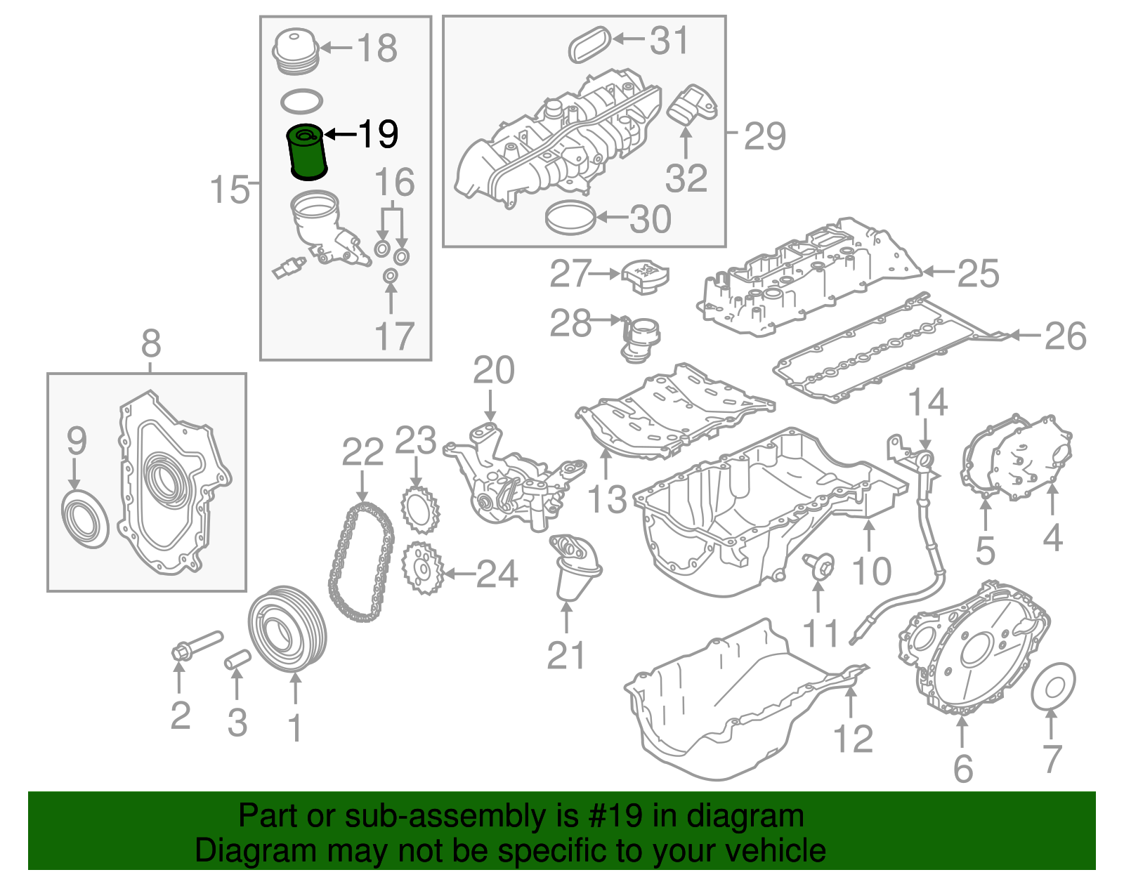 2017-2024 Jaguar Engine Oil Filter Element JDE37128 | OEM Parts Online