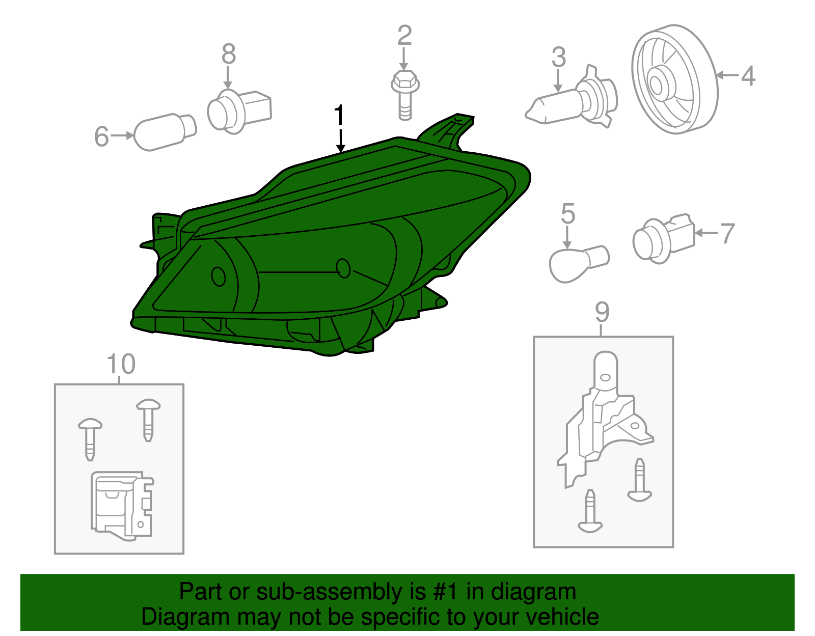 2015-2017 Toyota Yaris Headlamp Assembly - DRIVERS SIDE 81170-0DA80 ...