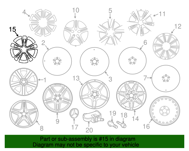 212-401-49-02-7X21 - 5-Twin-Spoke Wheel - High-Sheen - Rear 2011-2017 ...