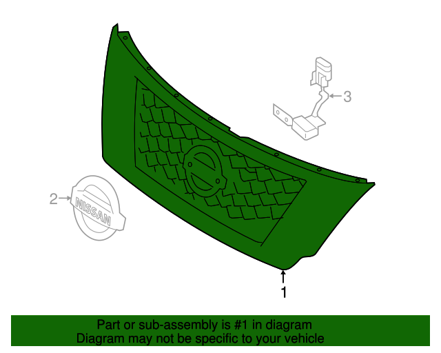 62310-9PF1B | Nissan Grille Assy-Front - Genuine OEM | 623109PF1B ...