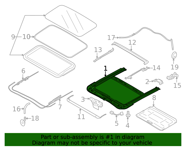 2018-2023 Subaru Sunroof Frame 65420FL000 | Subaru Parts Store