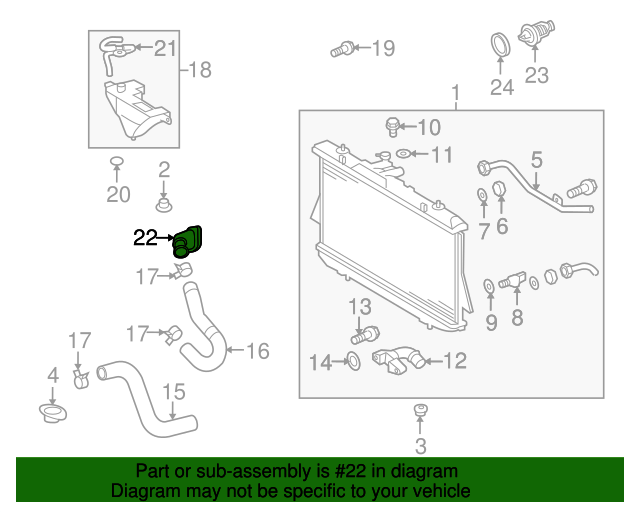 2009-2013 Toyota Highlander Water Inlet 16321-0V040 | Toyota Parts Center