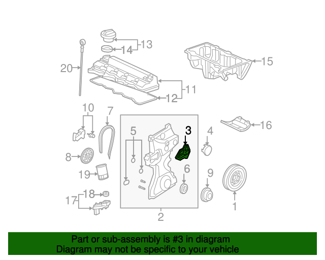 2006-2022 Honda Timing Cover Cover 15112-RNA-A00 | Honda Zone Parts