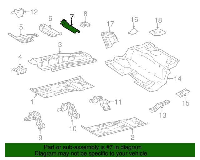 57454-52012 - Floor Pan Cross-Member - 2011-2019 Toyota | OEM Genuine ...