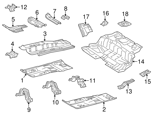 57454-52012 - Floor Pan Cross-Member - 2011-2019 Toyota | OEM Genuine ...