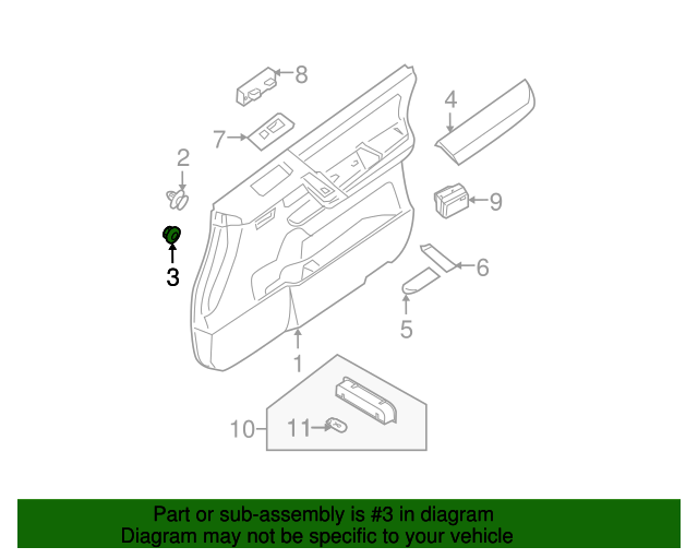 1990-2020 Nissan Door Trim Panel Grommet 01281-00111 | QuirkParts