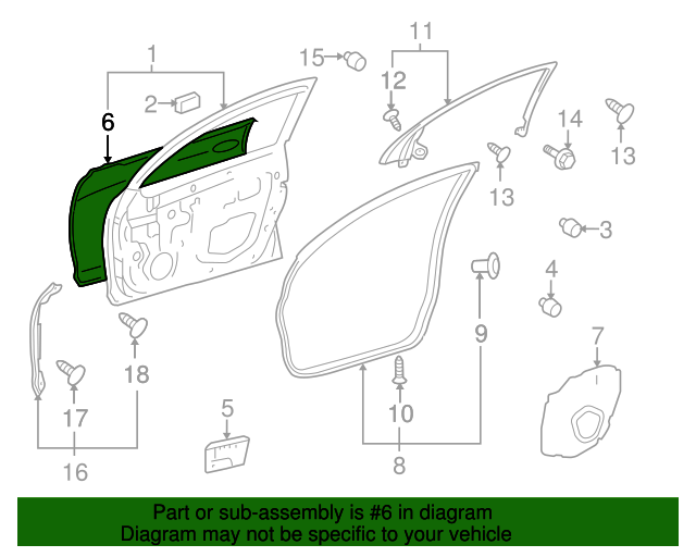 2006-2011 Lexus Door Outer Panel 67112-30560 | AutoNationParts.com