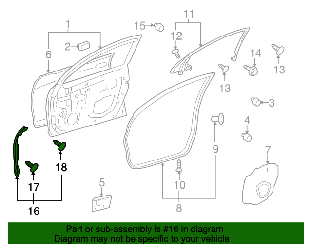 2006-2009 Lexus Front Weather-Strip 67865-30040 | OEM Parts Online