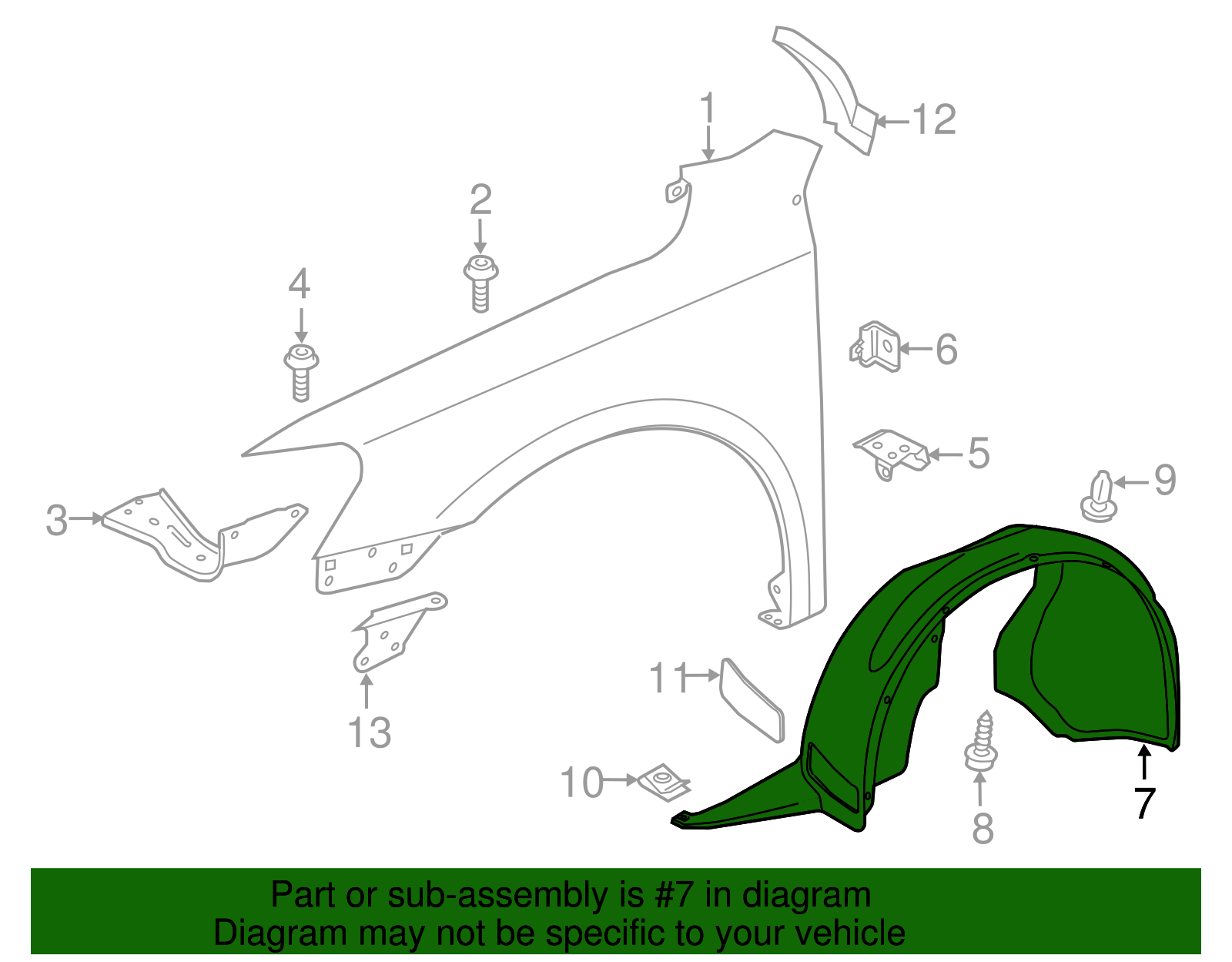 2012-2015 Volkswagen Passat New Passat Right Front Fender Liner Splash ...