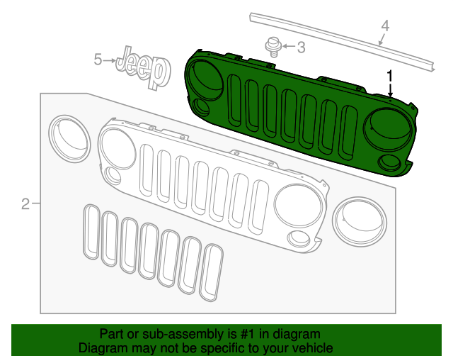 2007-2017 Jeep Wrangler Grille 68046306AC | Shop Chrysler Parts Canada