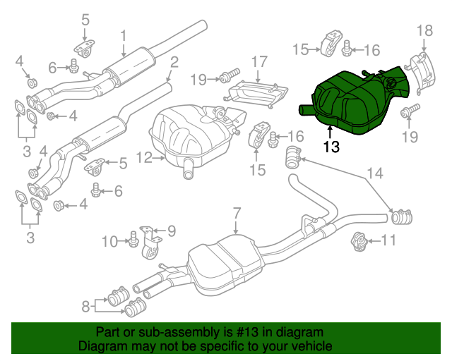 2012-2016 Audi A8 Quattro Muffler 4H0-253-609-M | Genuine Audi Parts