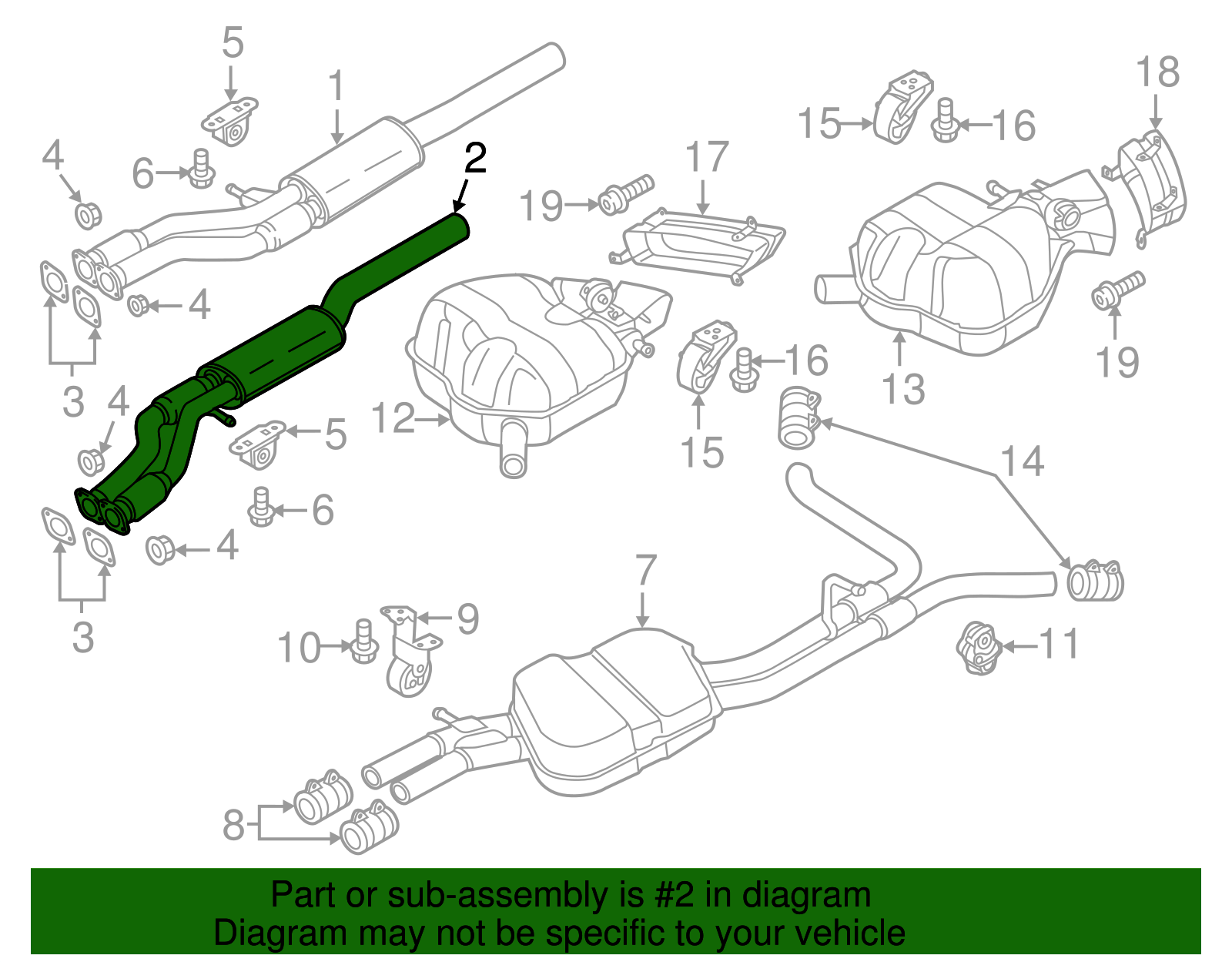 4H4-253-300-G - Muffler & Pipe 2012-2016 Audi A8 Quattro | Audi OEM Parts
