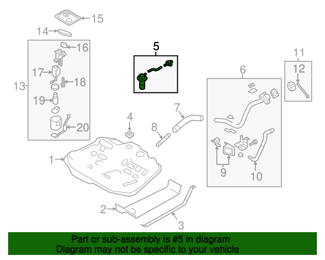 Genuine Fuel Tank Vent Valve for 2012-2017 Hyundai Azera | Part# 31155 ...