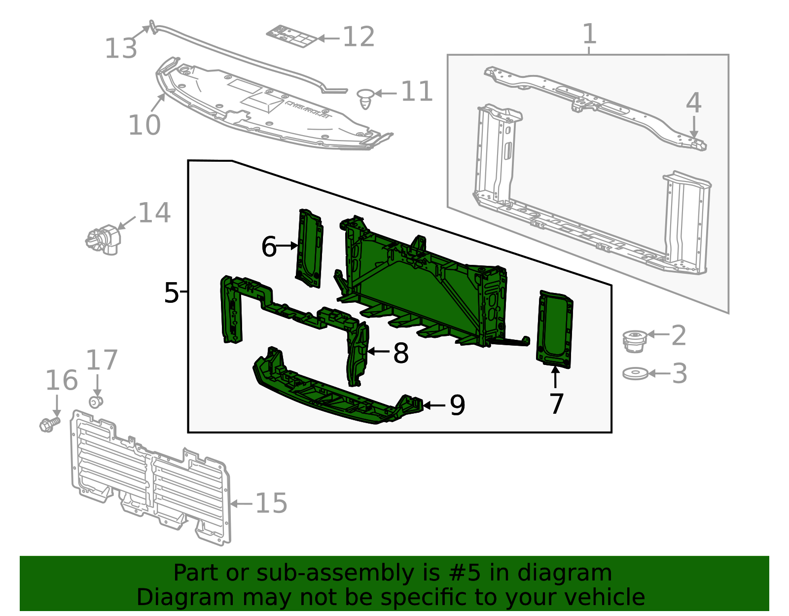 2015-2020 GMC Headlamp and Grille Mount Panel 23266741 GM ...