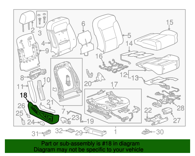 84233175 - Front Passenger Side Seat Cushion Outer Finish Cover 2014 ...