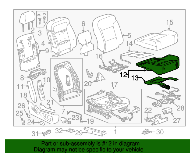 2014-2020 GM Air Bag Seat Sensor Mat 84960651 GM | GMPartsDirect.com