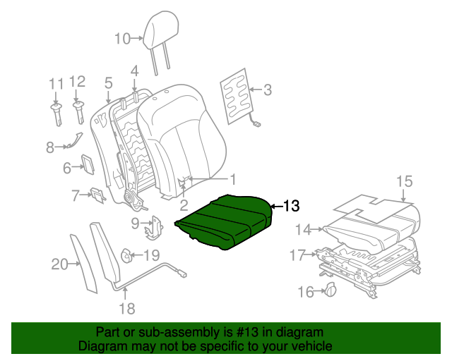 2013-2014 Subaru Cushion Cover 64140AJ11BWJ | Subaru Parts For You