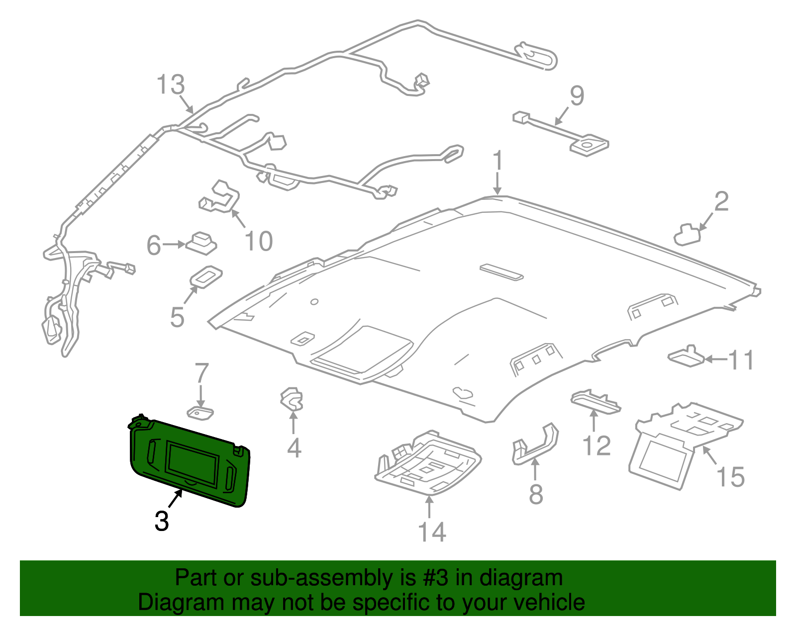 2014-2020 GM Gray Driver Side Sun Visor 84247212 GM | GMPartsDirect.com