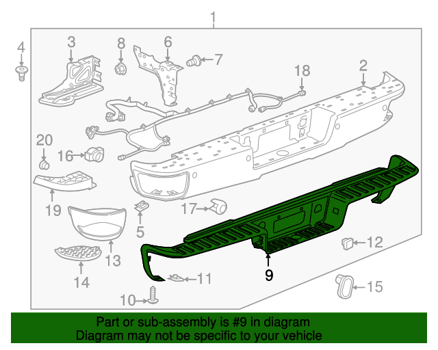 2015-2019 GM Anthracite Rear Bumper Fascia Step Pad 84078289 GM ...