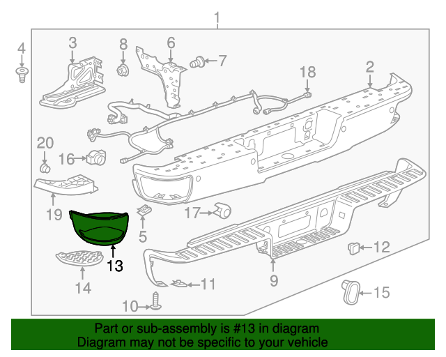2014-2019 GM Anthracite Passenger Side Rear Bumper Step Pad Insert ...