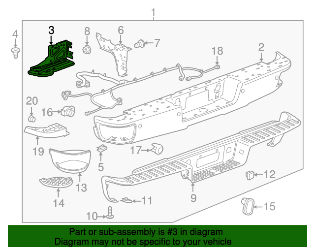2014-2019 GM Passenger Side Rear Bumper Impact Bar Brace 23108149 GM ...