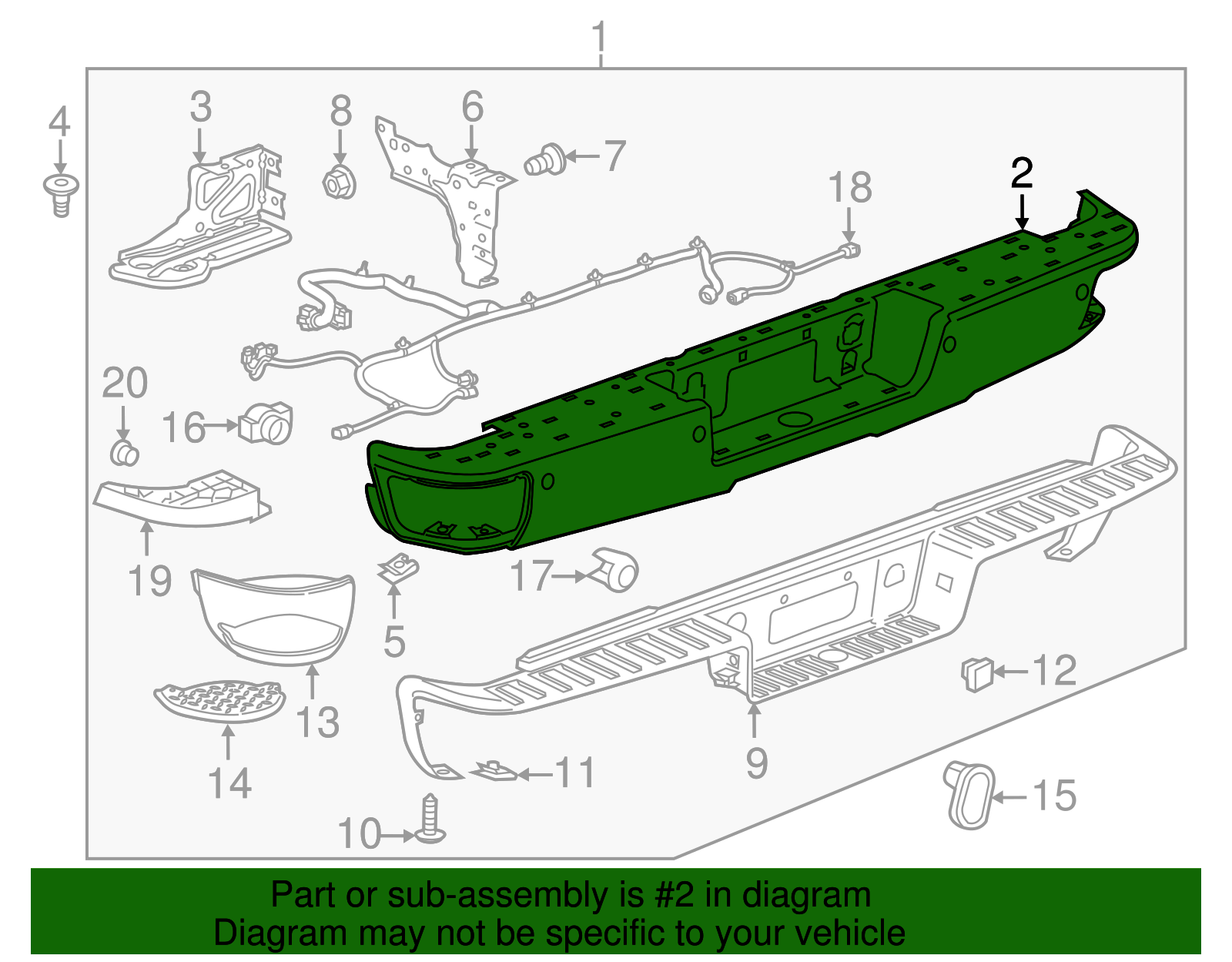 23108142 - Bright Chrome Rear Bumper Impact Bar 2014-2019 GM ...