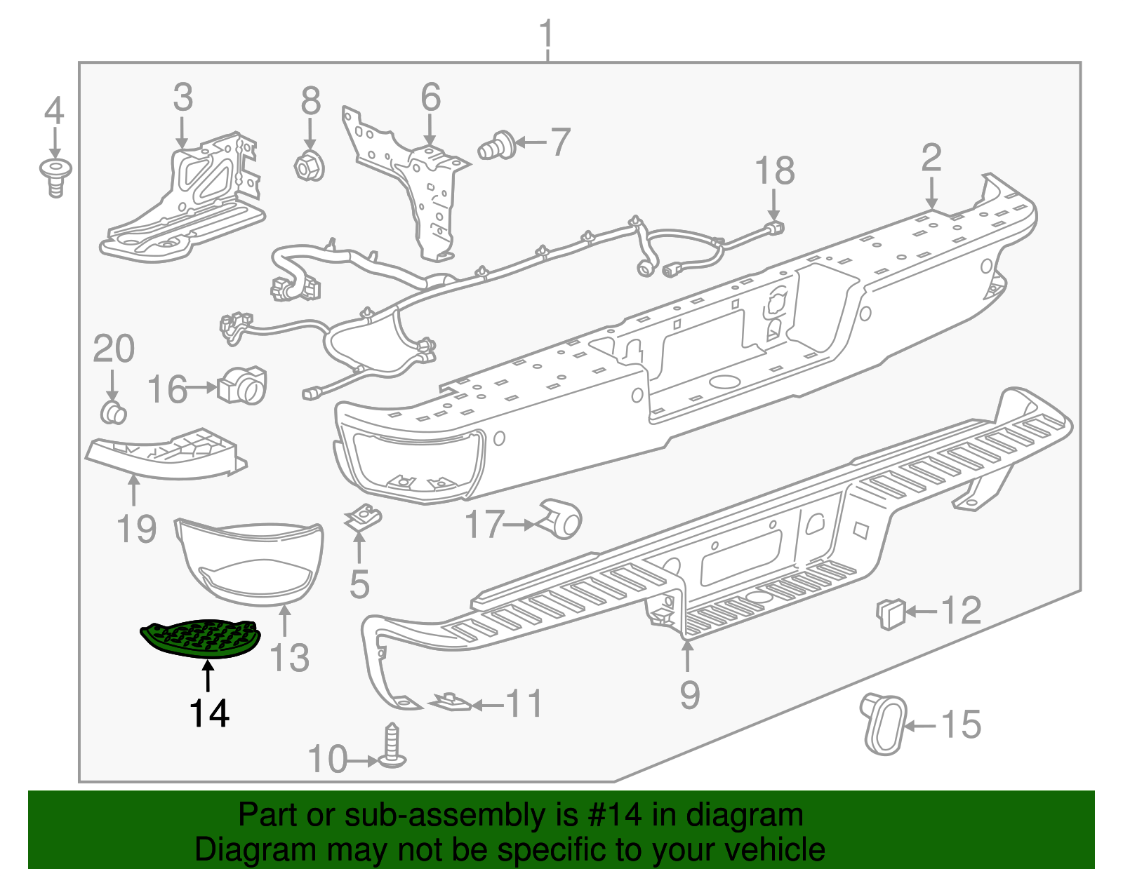 2014-2019 GM Anthracite Passenger Side Rear Bumper Step Outer Pad ...