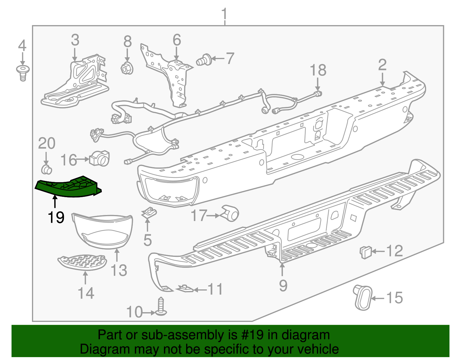 2015-2019 GM Rear Driver Side Bumper Fascia Outer Support 23112265 GM ...