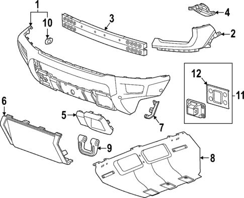 Bumper & Components - Front for 2024 GMC Hummer EV SUV | QuirkParts