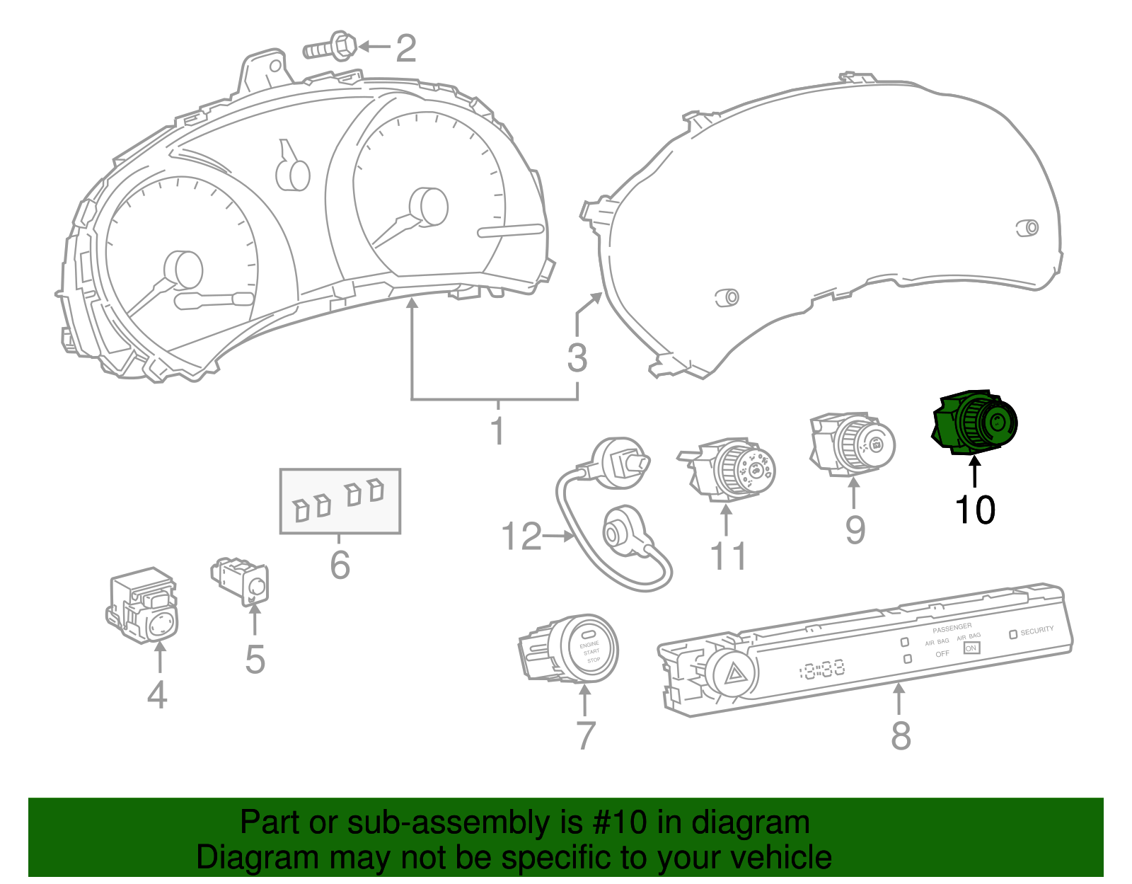 2011-2013 Scion tC Dash Control Unit 55903-21010 | Toyota Parts Center