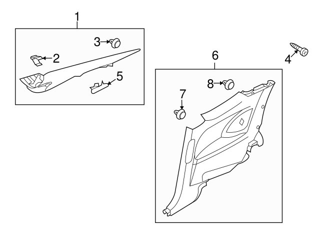 85520-2M500-4X - Interior Quarter Panel Trim Panel 2013-2016 Hyundai ...