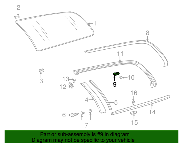 210-988-12-78 - Upper Molding Clip 2000-2003 Mercedes-Benz E 320 ...