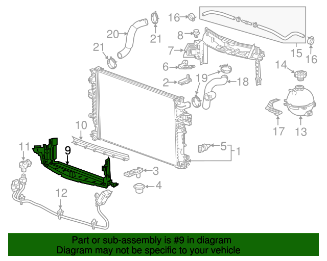 2016-2018 Chevrolet Malibu Radiator Air Lower Deflector 84089229 ...