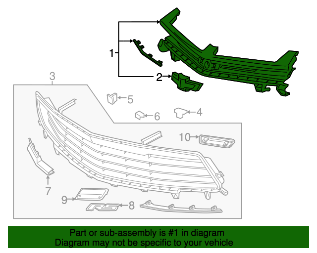 84140575 GM Front Upper Grille | GM Parts Store