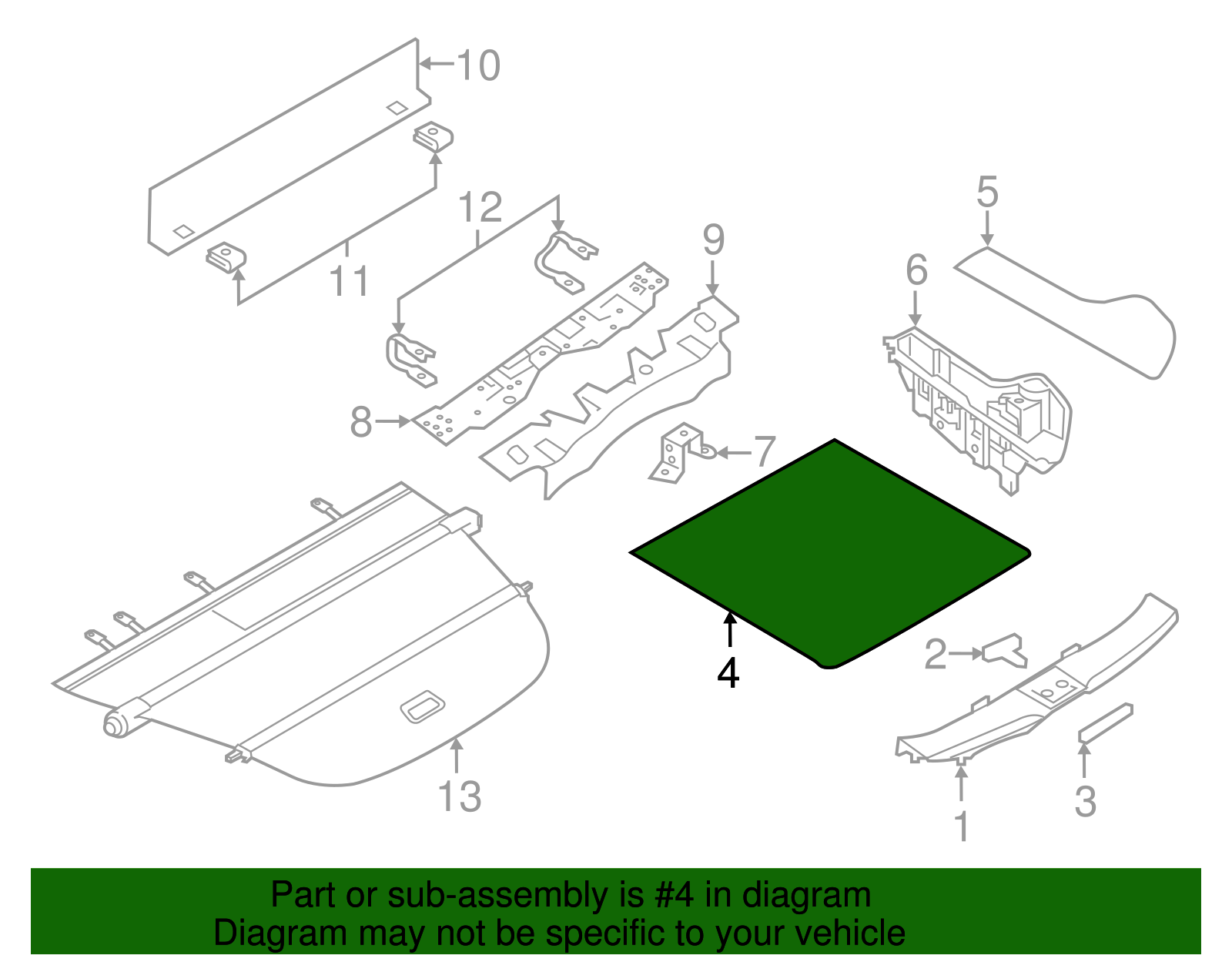 2015-2024 Nissan Murano Floor Cover 849B6-5AA0A | Bill Kay Nissan Parts