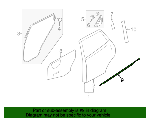 82821-1KA0A - Door Window Belt Weatherstrip 2011-2017 Nissan Juke ...