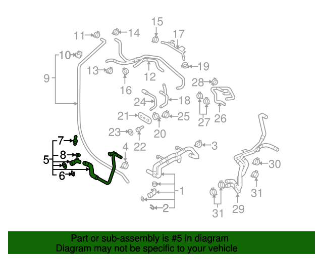 2007-2010 Volkswagen Touareg Lower Hose 7L0-121-070-B | OEM Parts Online
