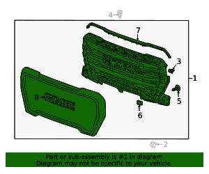Genuine OEM Bright Chrome Front Grille Part# 84508280 Fits 2019-2021 ...