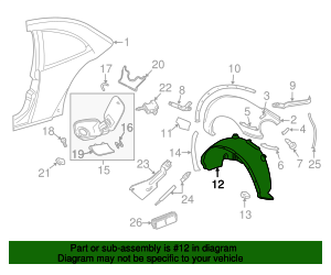 2002-2005 Volkswagen Beetle Fender Liner 1C0-809-962-F | QuirkParts