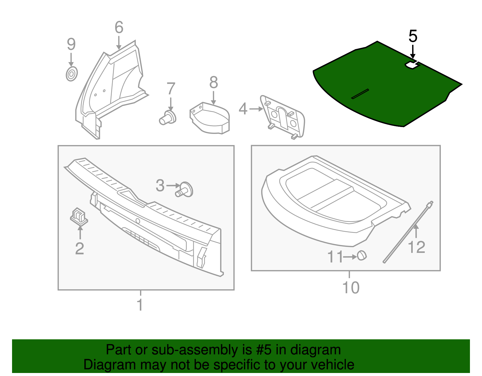 5C5-863-463-B-1BS - High-Quality Spare Tire Compartment Cover for 2012 ...