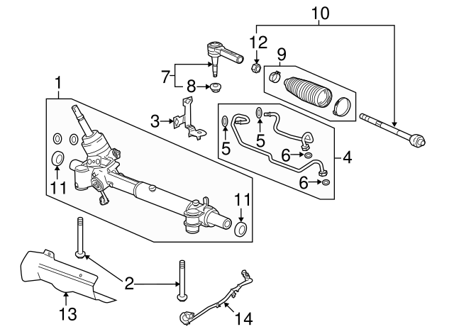2010-2019 GM Hydraulic Rack and Pinion Steering Gear Assembly with ...