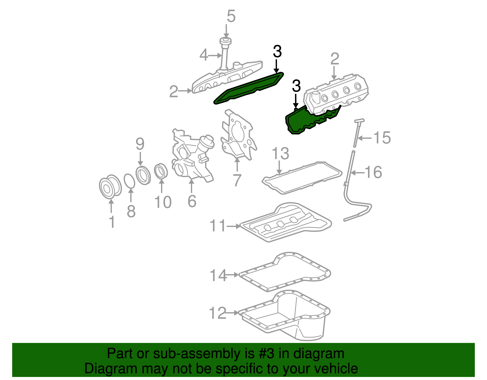 OEM Ford Valve Cover Gasket For 2003-2010 Ford - Part No. 3C3Z-6584-AA ...