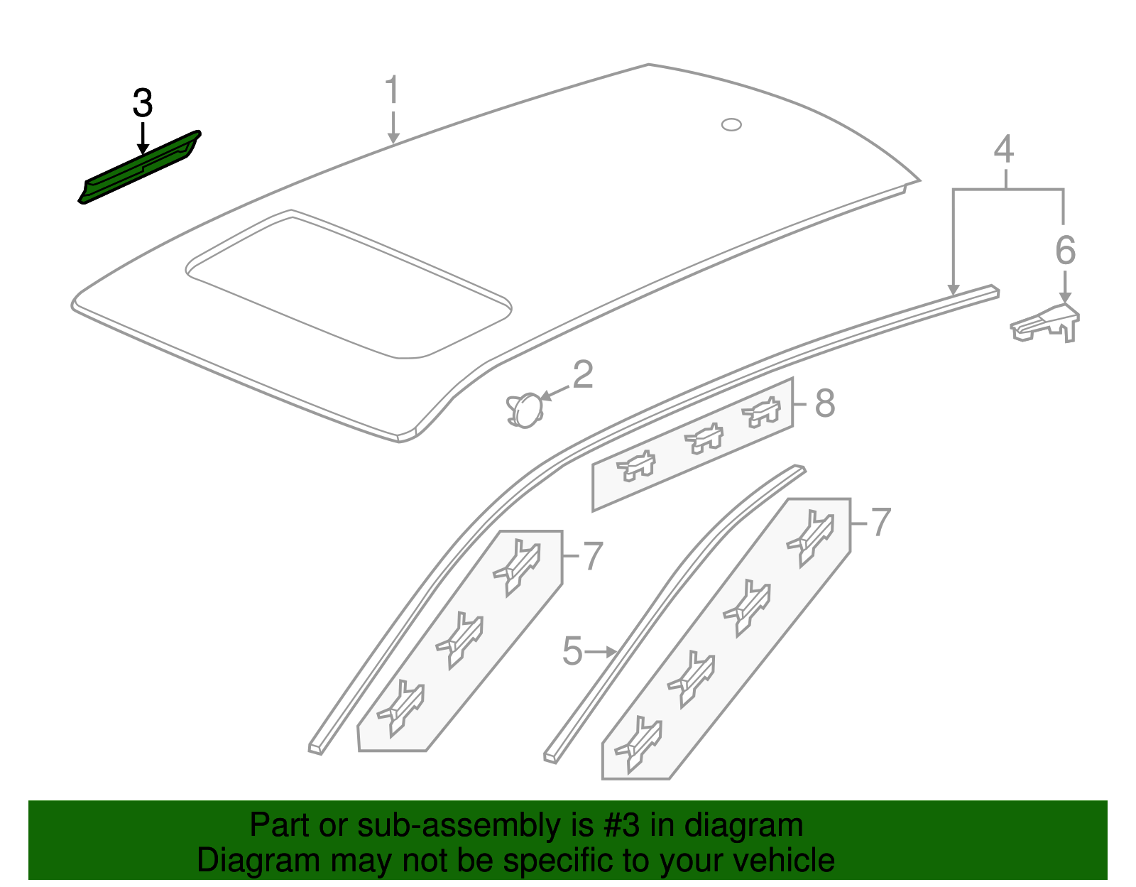 64211-T0A-A00ZZ - 2012-2016 Honda CR-V - Rail R Front Roof Side ...