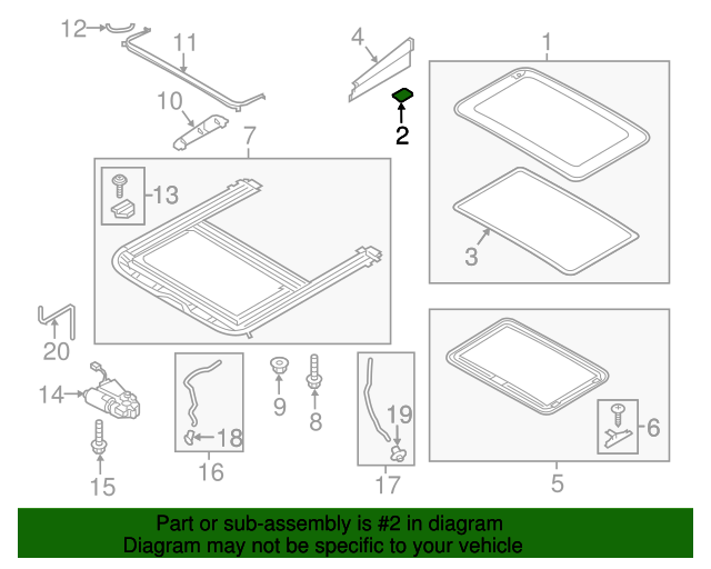 2005-2018 Audi Sunroof Glass Bumper 4F0-877-665 | Genuine Audi Parts