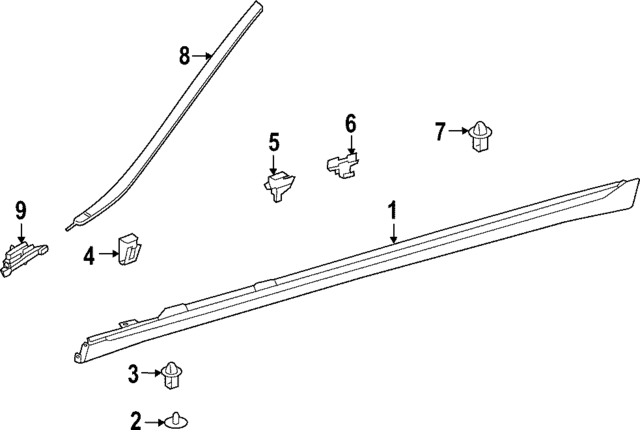 206-991-05-00 - Rocker Molding Fastener 2022-2024 Mercedes-Benz ...