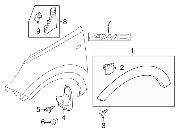 87711-3W000 - Wheel Flare 2011-2016 Kia Sportage | Kia.Parts Store