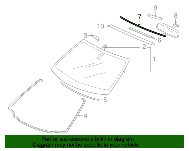 73125-TP6-A00 - Seal Front Windshield (Upper) - 2010-2015 Honda ...